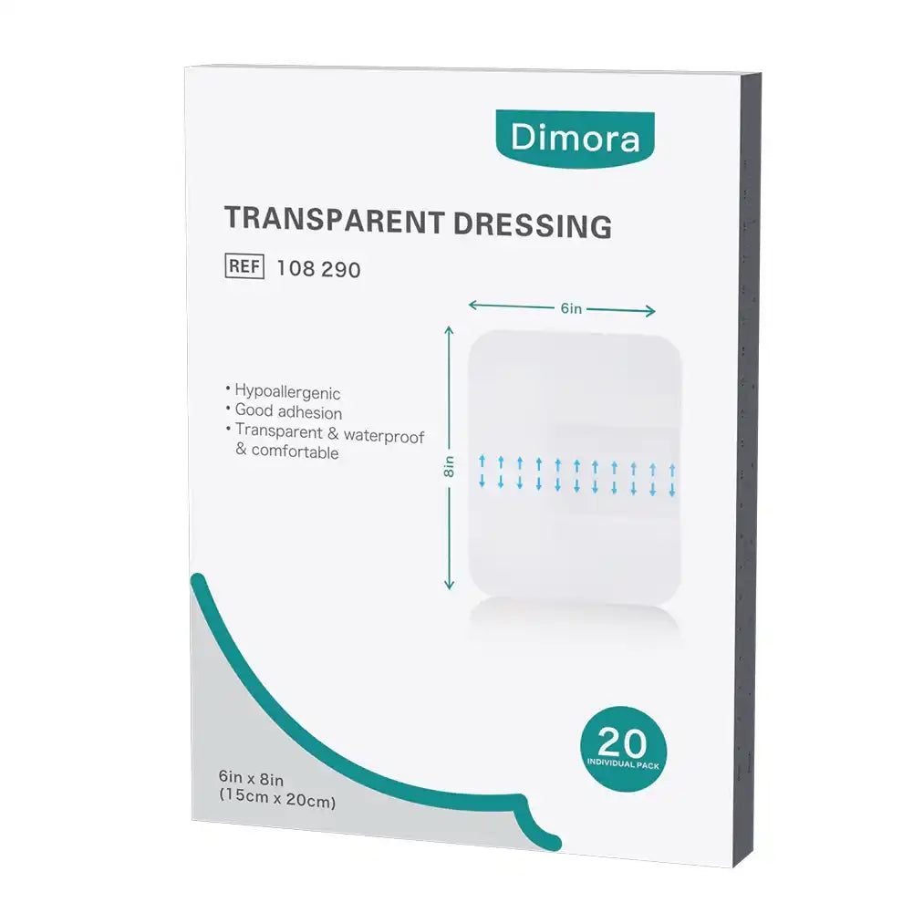 Dimora Transparent Film Dressing with Hypoallergenic Adhesive 6x8 inch ...