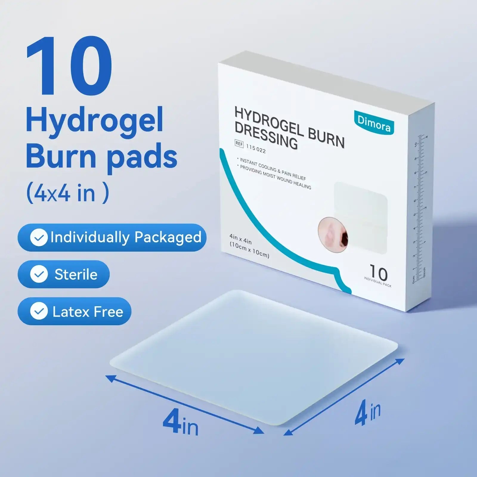 Dimora Hydrogel Burn Dressing 4" x 4"，10 pcs – Dimora Medical